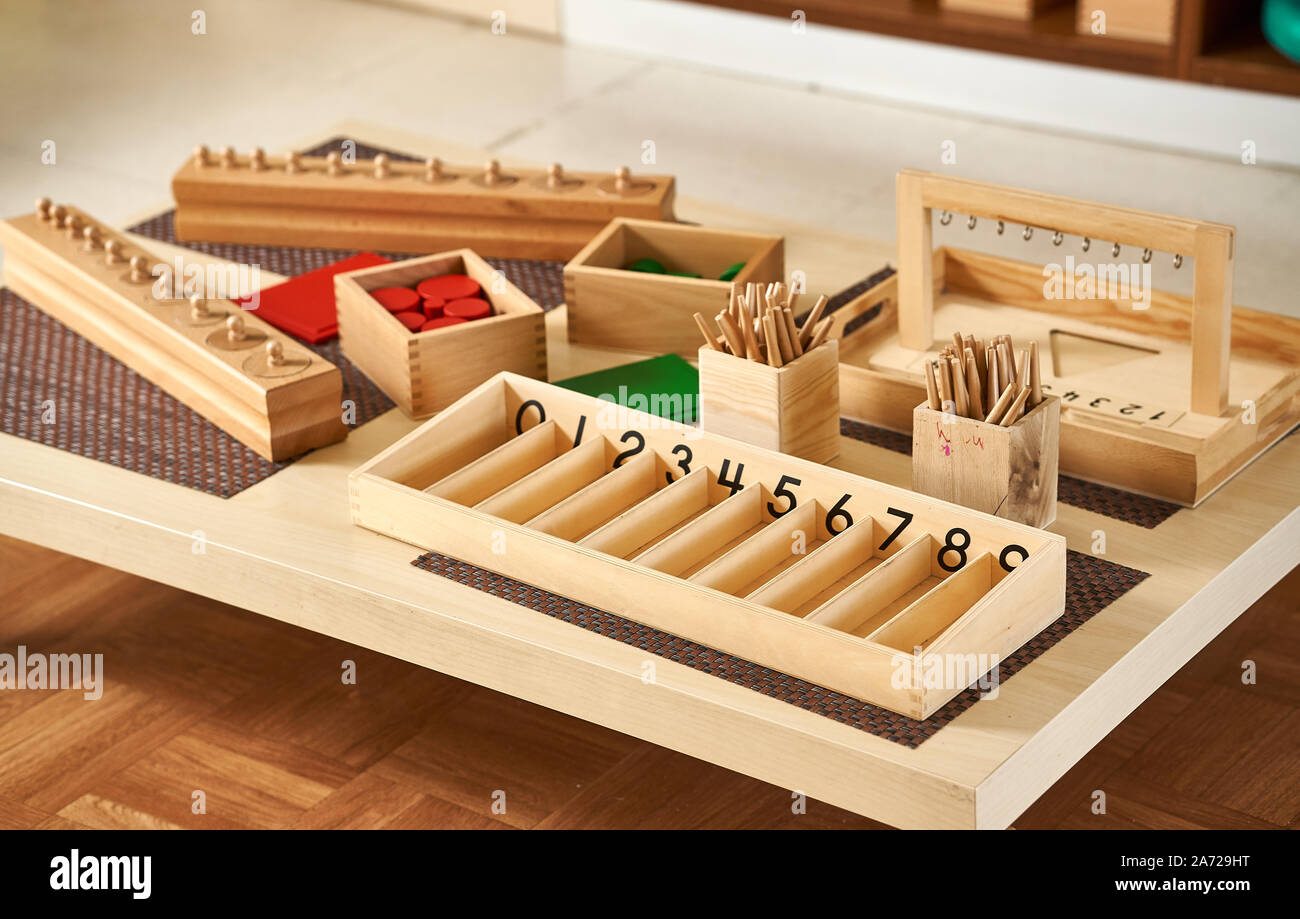 Montessori counting games learning numbers Stock Photo - Alamy