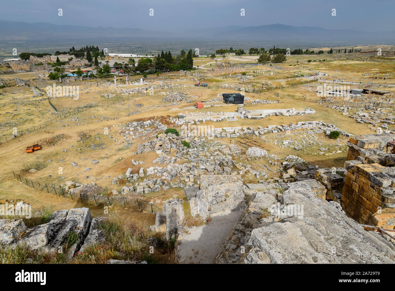 Top view of the excavation site in the ruined ancient city of ...