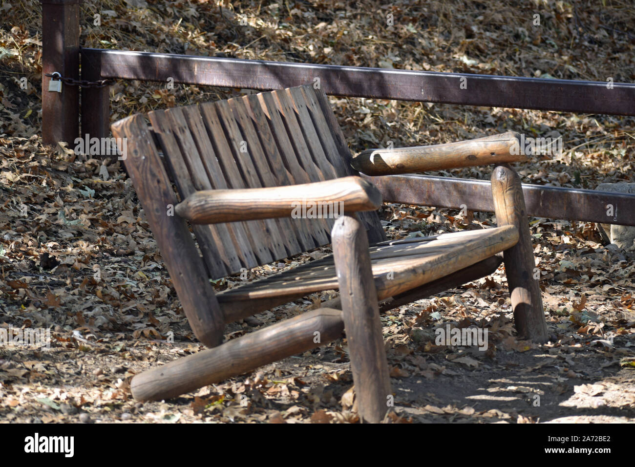 Wooden Bench in the Forest Stock Photo - Alamy