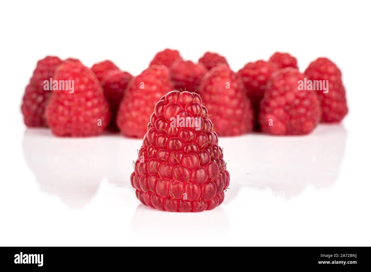 Lot of whole fresh red raspberry isolated on white background Stock ...
