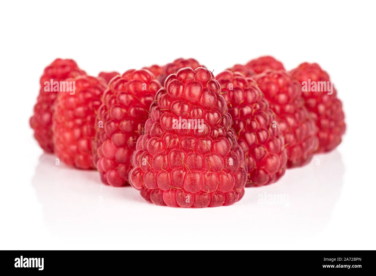 Lot of whole fresh red raspberry isolated on white background Stock ...