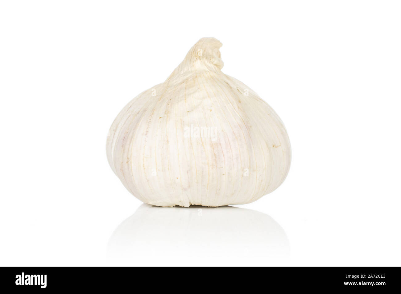 One whole light aromatic white garlic isolated on white background ...