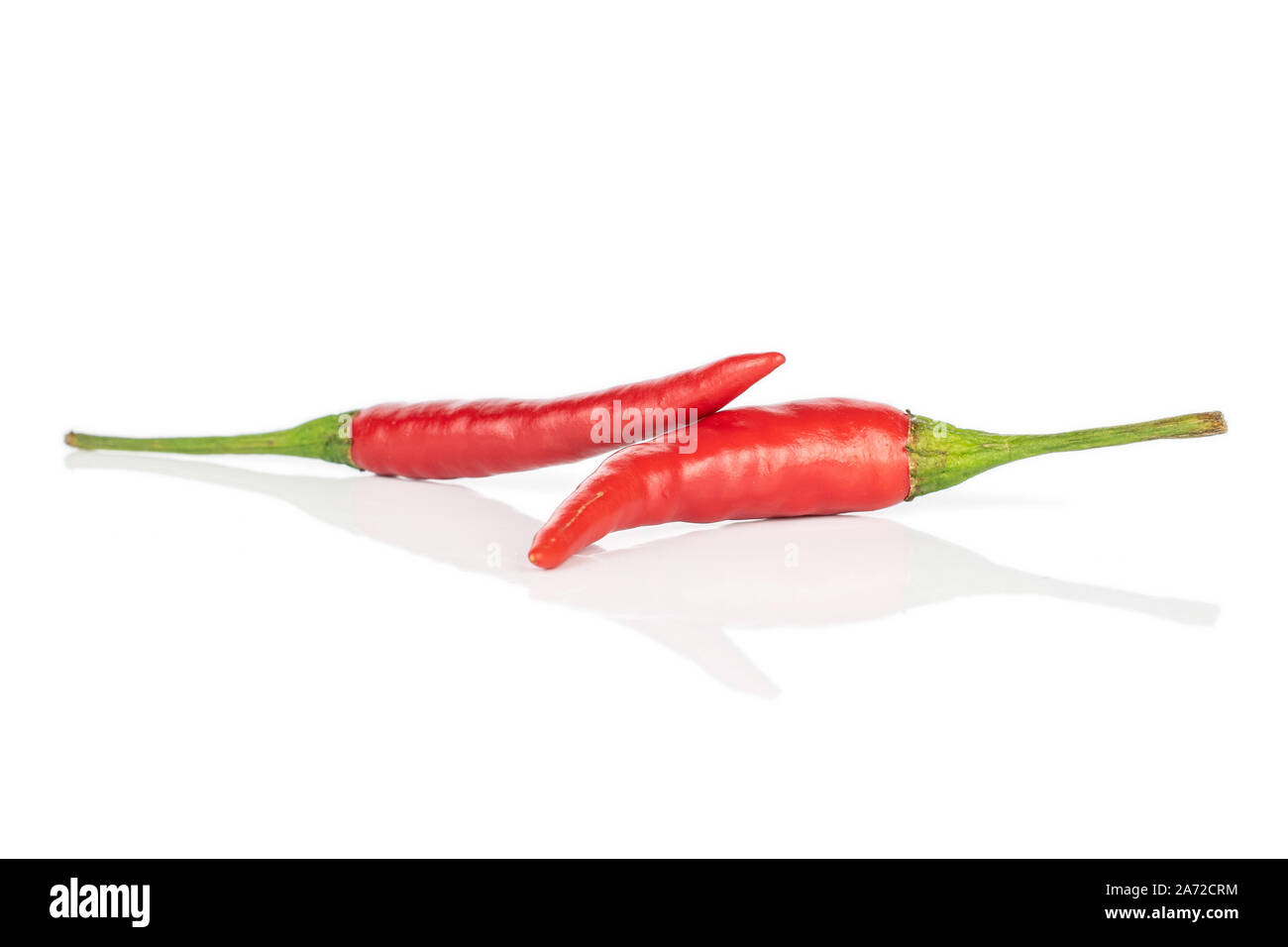 Group of two whole hot red chili isolated on white background Stock ...