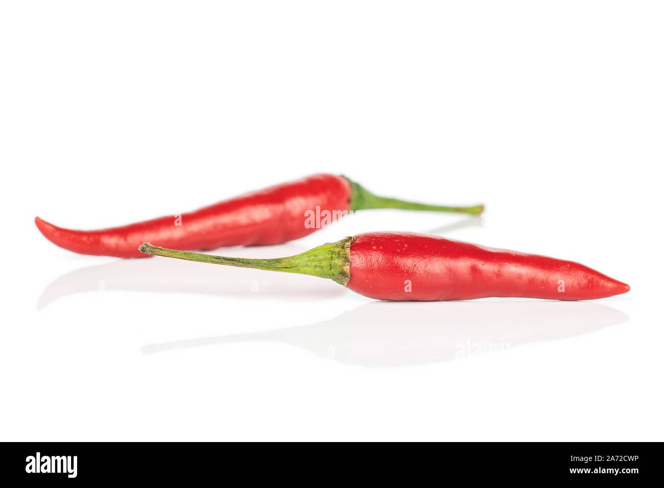 Group of two whole hot red chili isolated on white background Stock ...