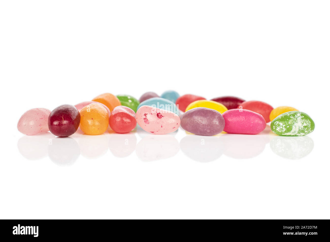 Lot of whole jelly bean candy triangle isolated on white background ...