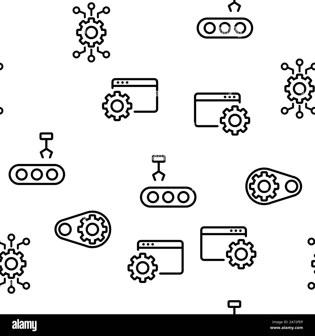 Automation line icons web Black and White Stock Photos & Images - Alamy