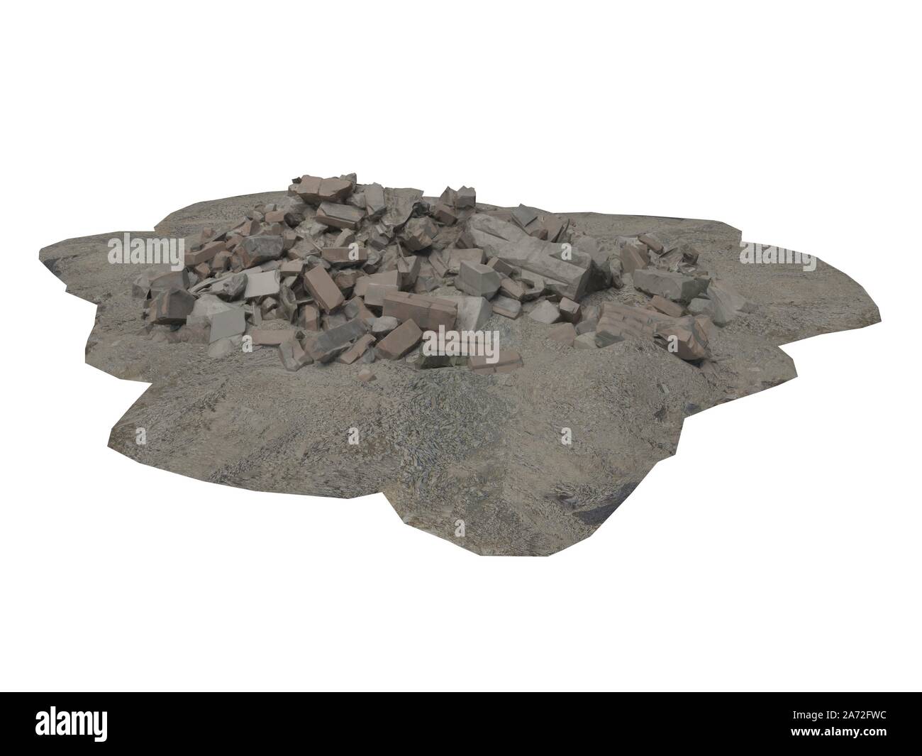 Heap of rubble and debris isolated on white 3d illustration Stock Photo ...