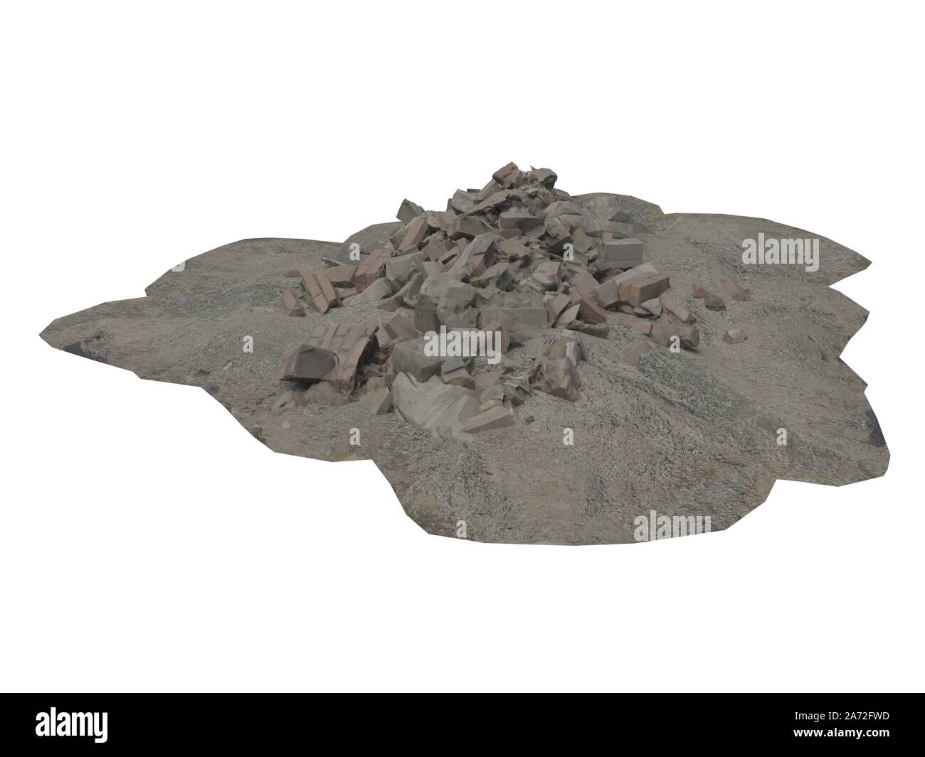 Heap of rubble and debris isolated on white 3d illustration Stock Photo ...