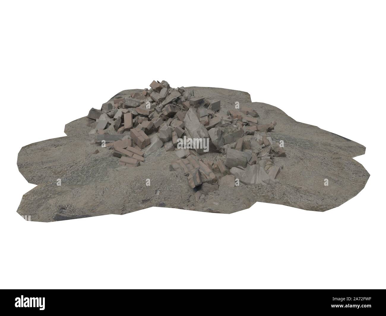 Heap of rubble and debris isolated on white 3d illustration Stock Photo ...