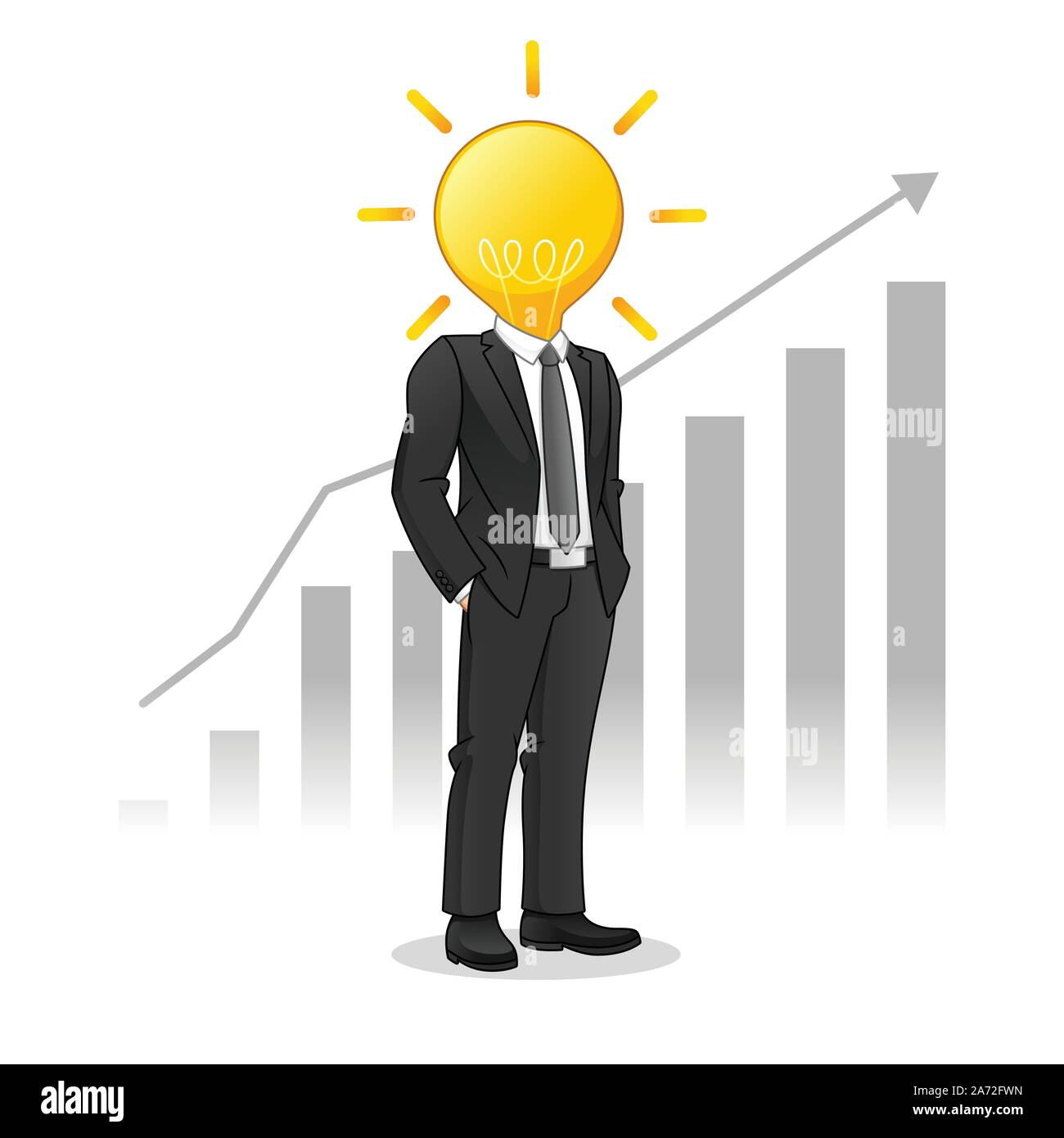 Businessman with Light Bulb Head Managed to Raise The Chart, Business ...