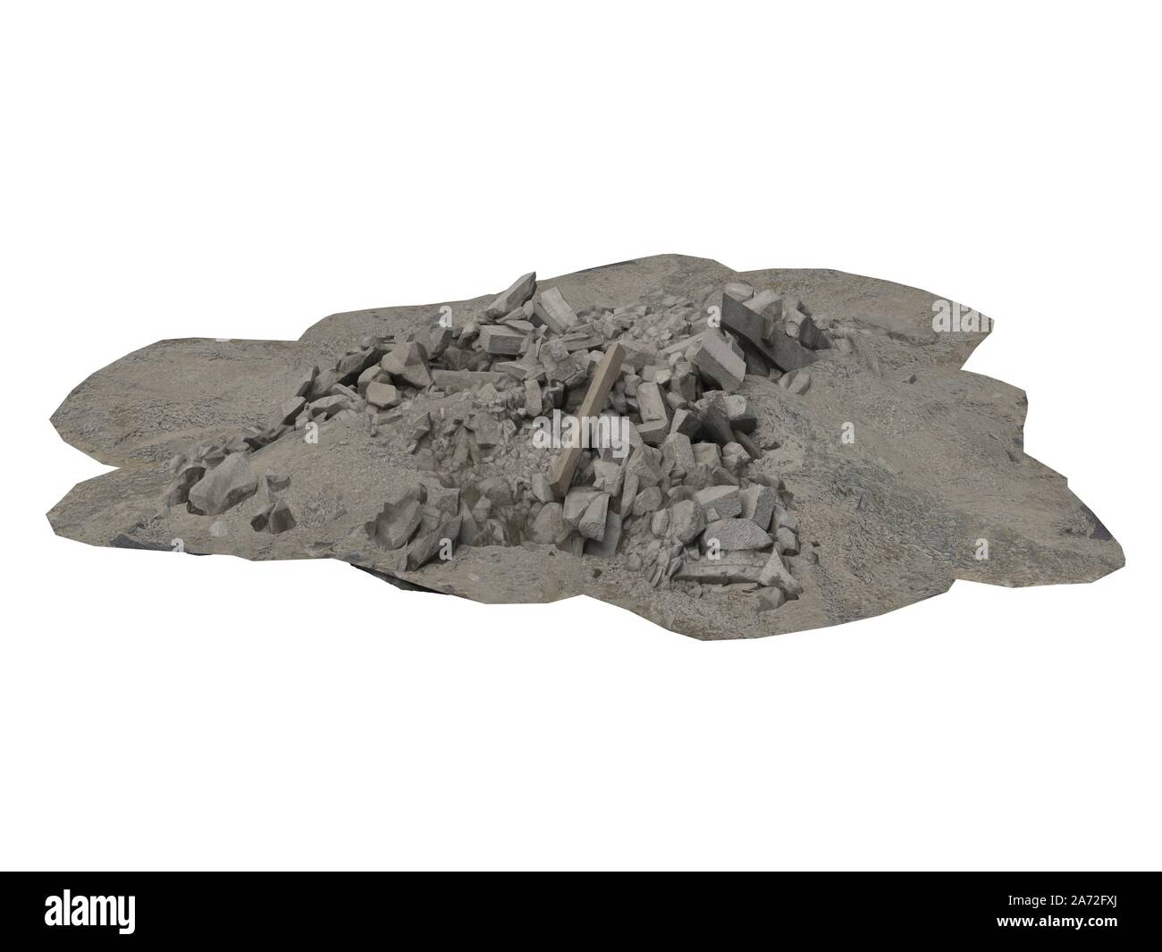 Heap of rubble and debris isolated on white 3d illustration Stock Photo ...