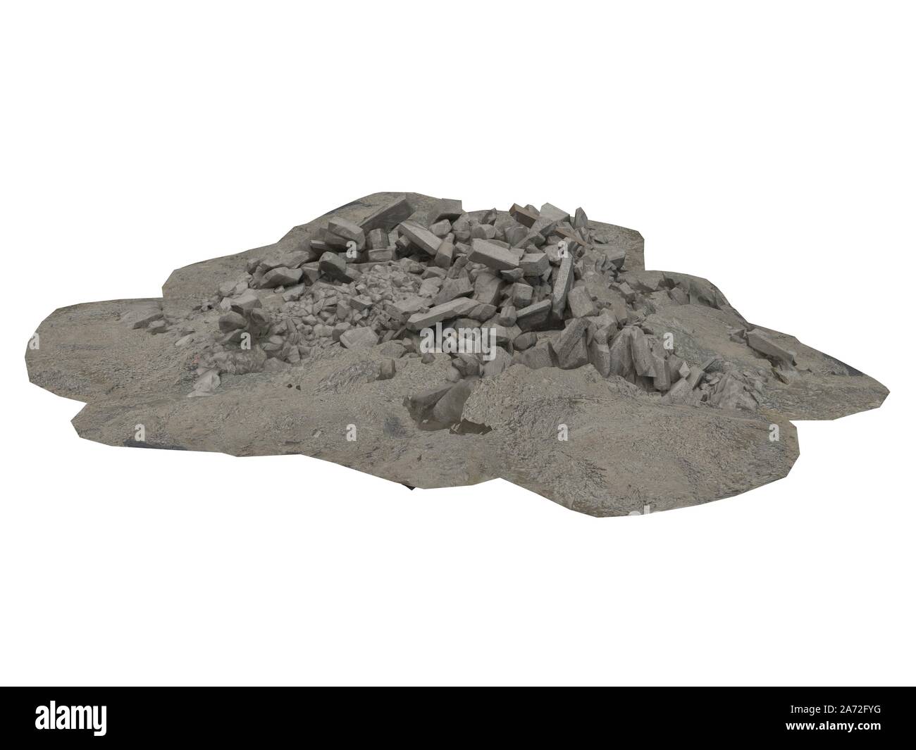 Heap of rubble and debris isolated on white 3d illustration Stock Photo ...