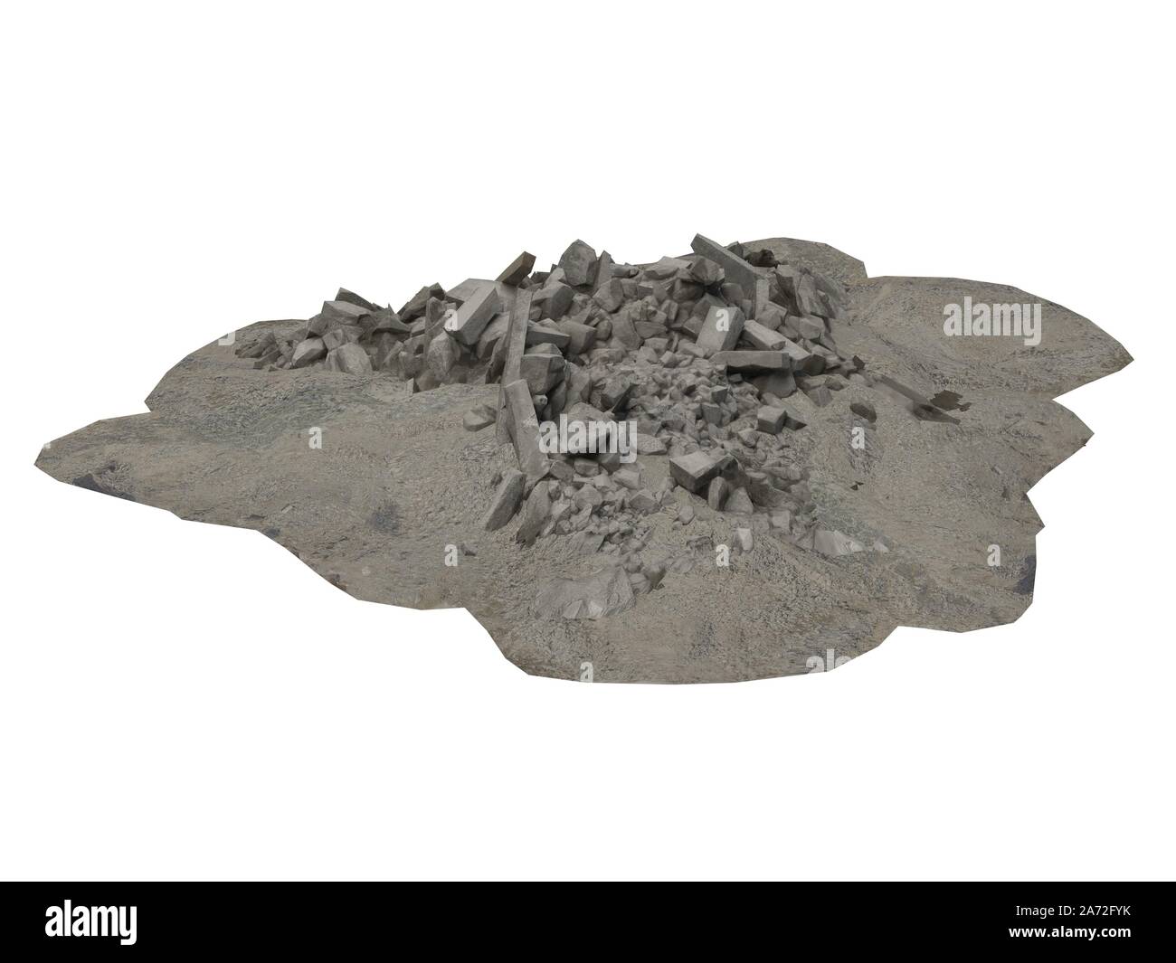Heap of rubble and debris isolated on white 3d illustration Stock Photo ...