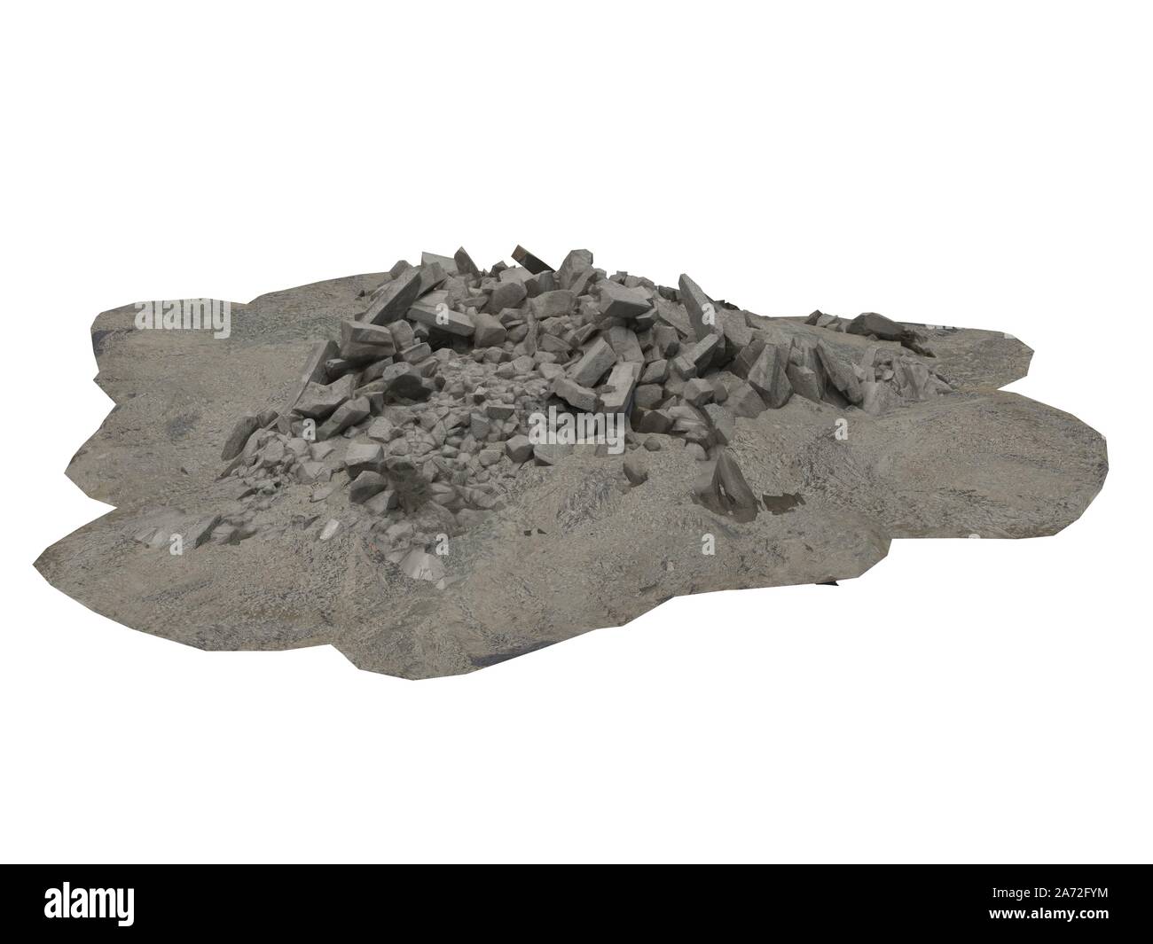 Heap of rubble and debris isolated on white 3d illustration Stock Photo ...