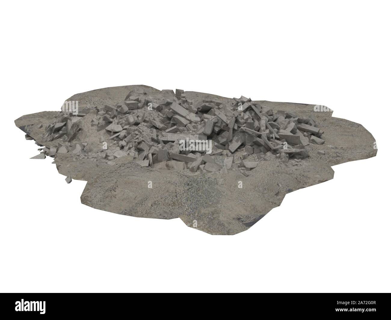 Heap of rubble and debris isolated on white 3d illustration Stock Photo ...