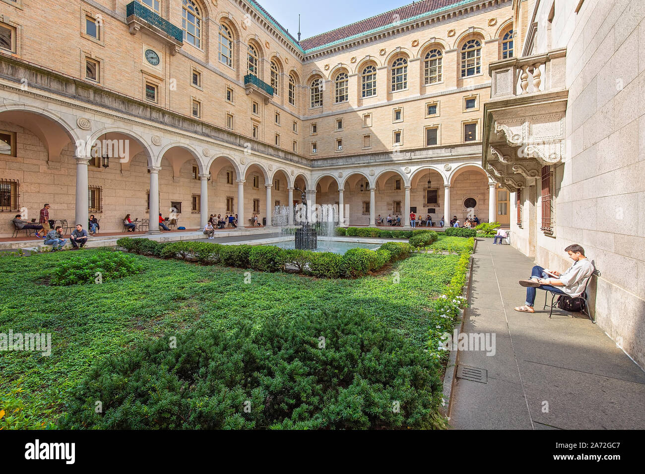 Boston, MA, USA-October 10, 2019: Boston Public Library entrance facing ...