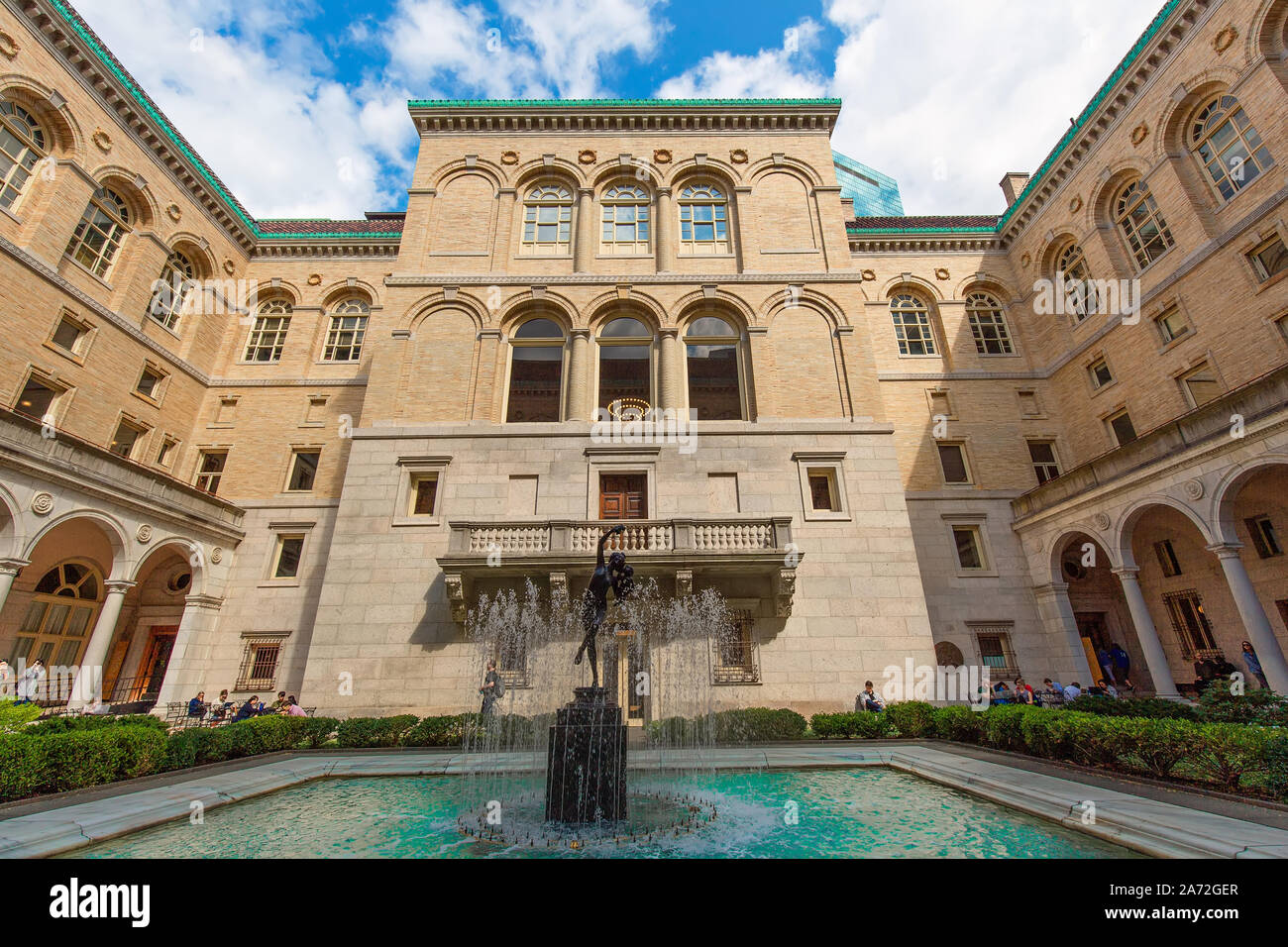 Boston, MA, USA-October 10, 2019: Boston Public Library entrance facing ...