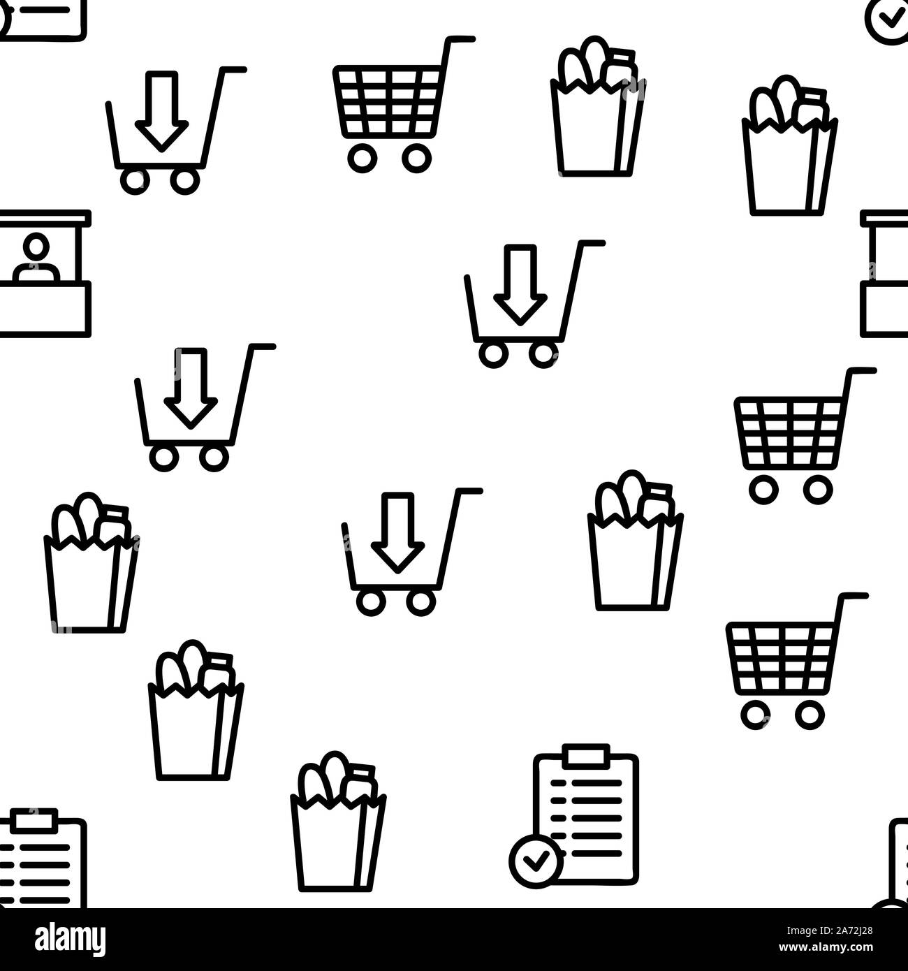 Grocery Shop Vector Seamless Pattern Stock Vector Image & Art - Alamy