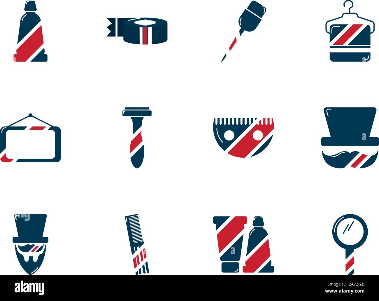 barber shop accessories tools cosmetics icons set vector illustration ...