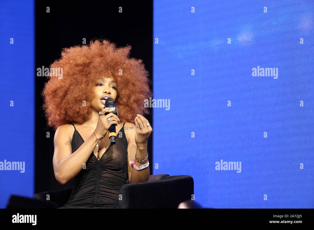 Sza on stage at the Revolt Summit x AT&T LA on October 25, 2019 at ...
