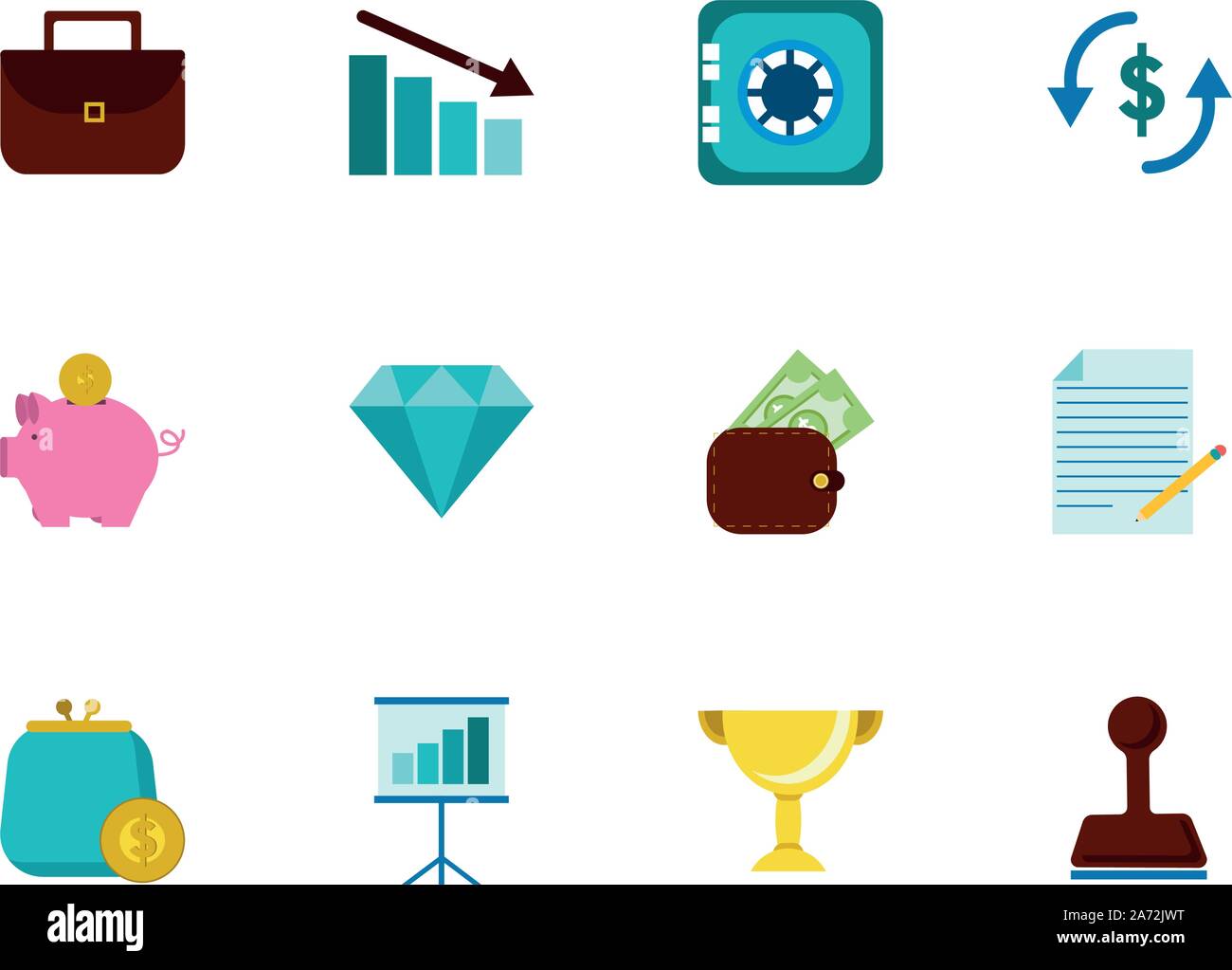 finance business icons set on white background vector illustration ...