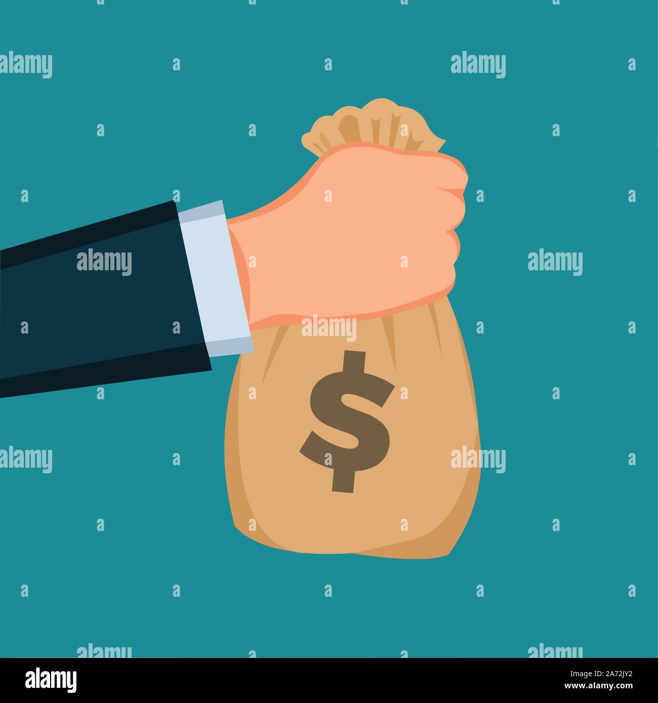 hand holding money bag for success business concept vector illustration ...