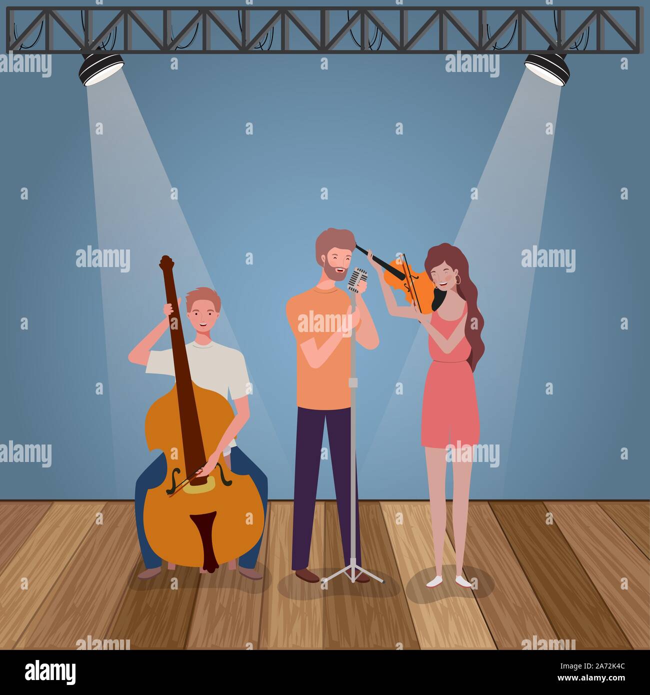 group music band playing instruments characters Stock Vector Image ...