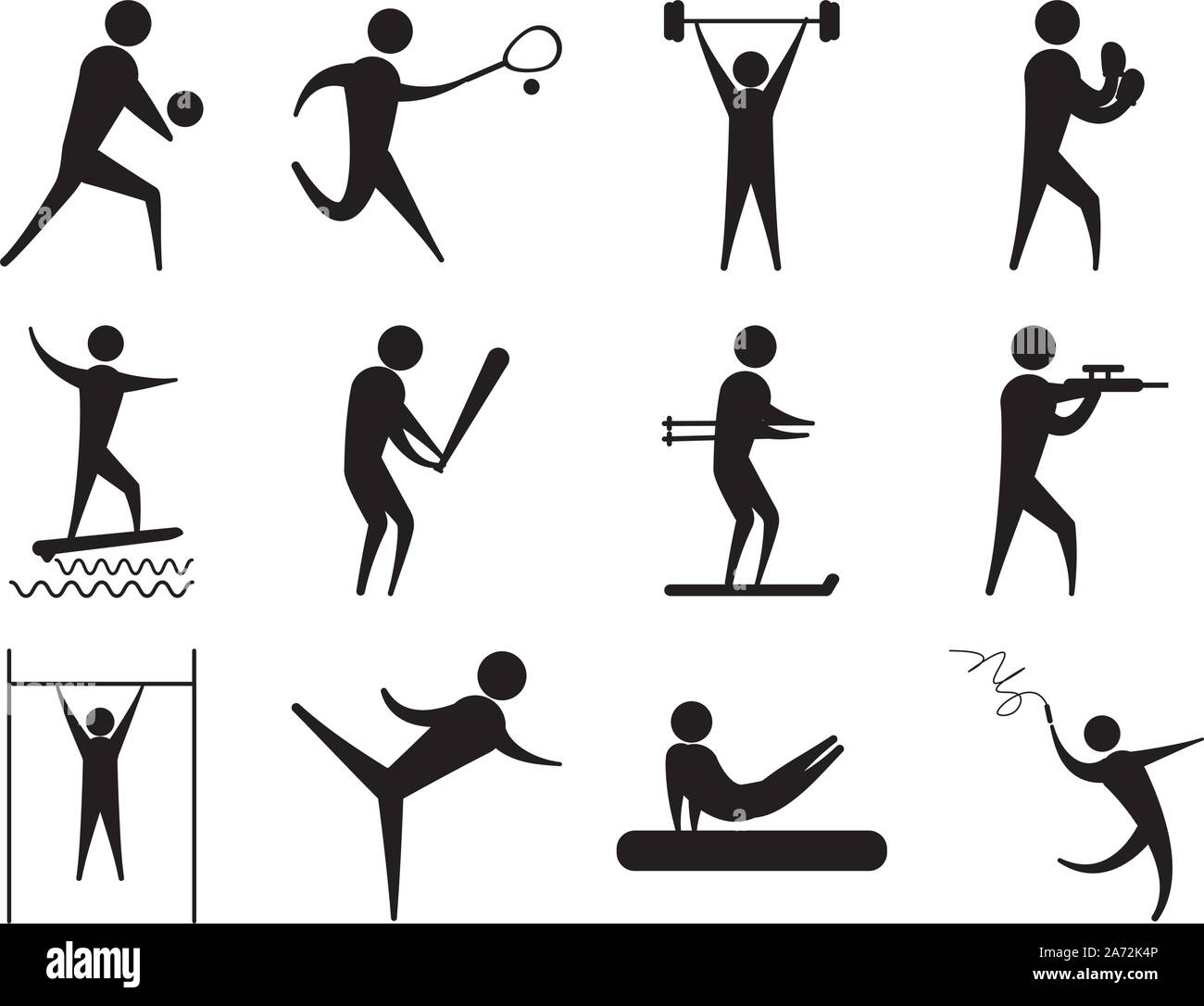 silhouette people sport different activity icons set vector ...