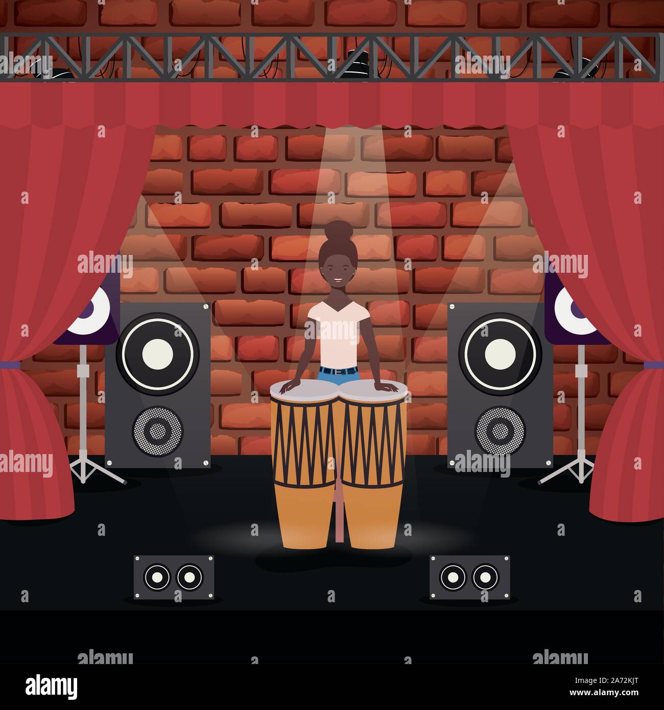afro woman playing timpani character Stock Vector Image & Art - Alamy