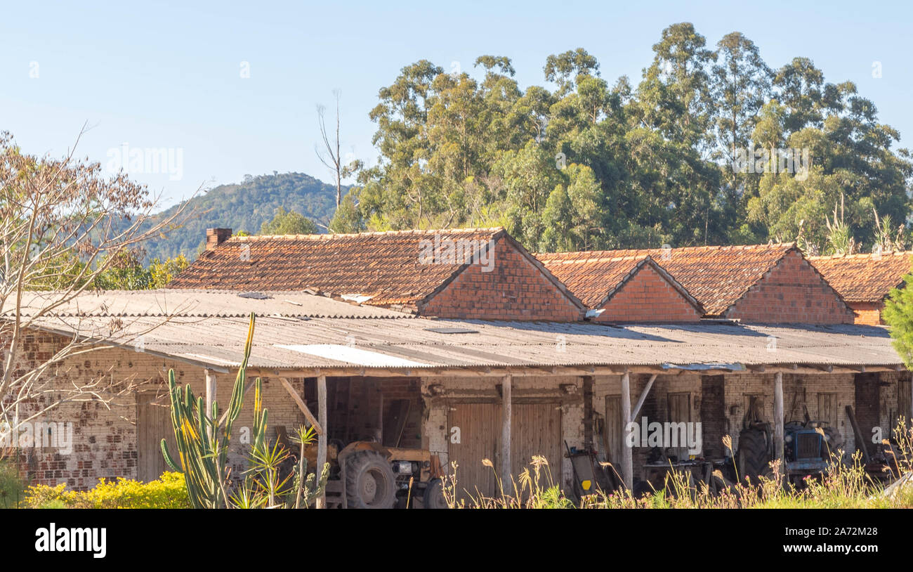 Old farm shed built with wood. building used for toolkeepers and the ...