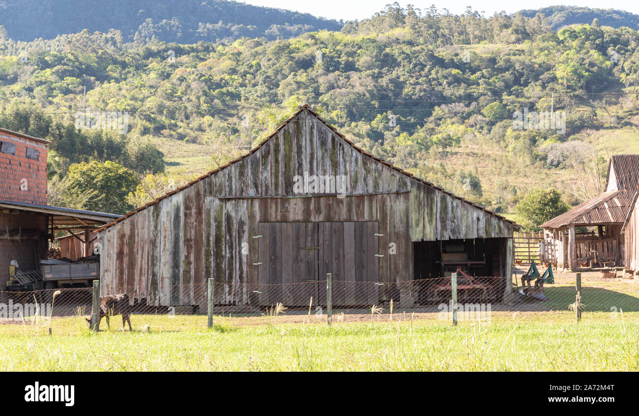 Old farm shed built with wood. building used for toolkeepers and the ...