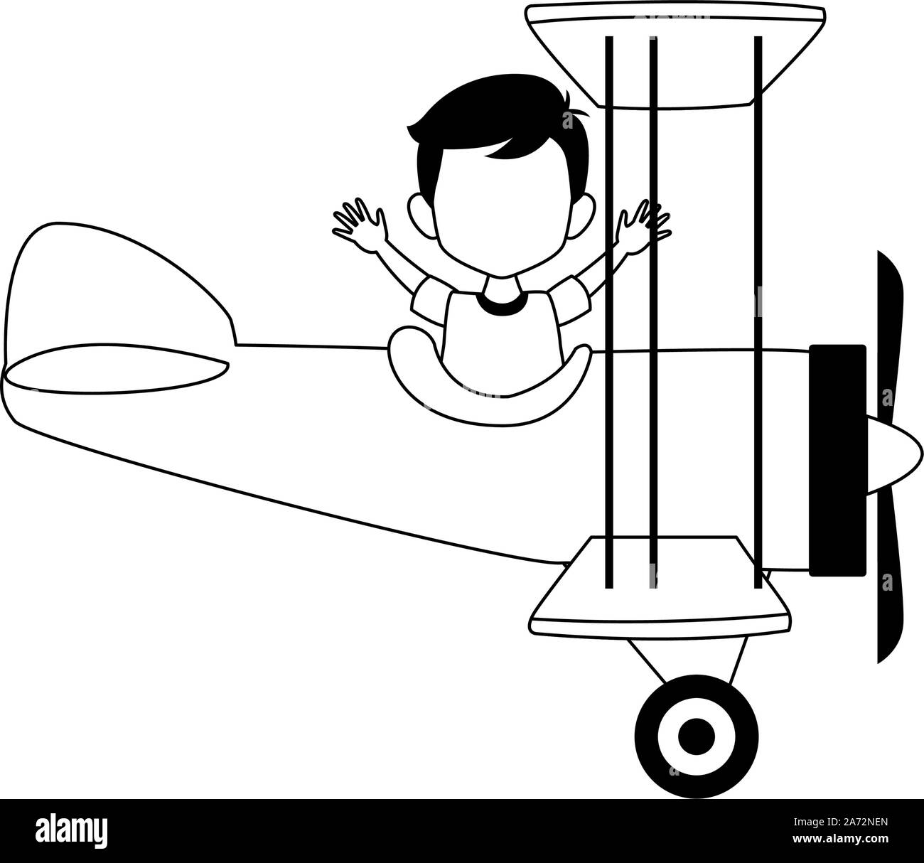 Cartoon illustration boy playing airplane Cut Out Stock Images ...