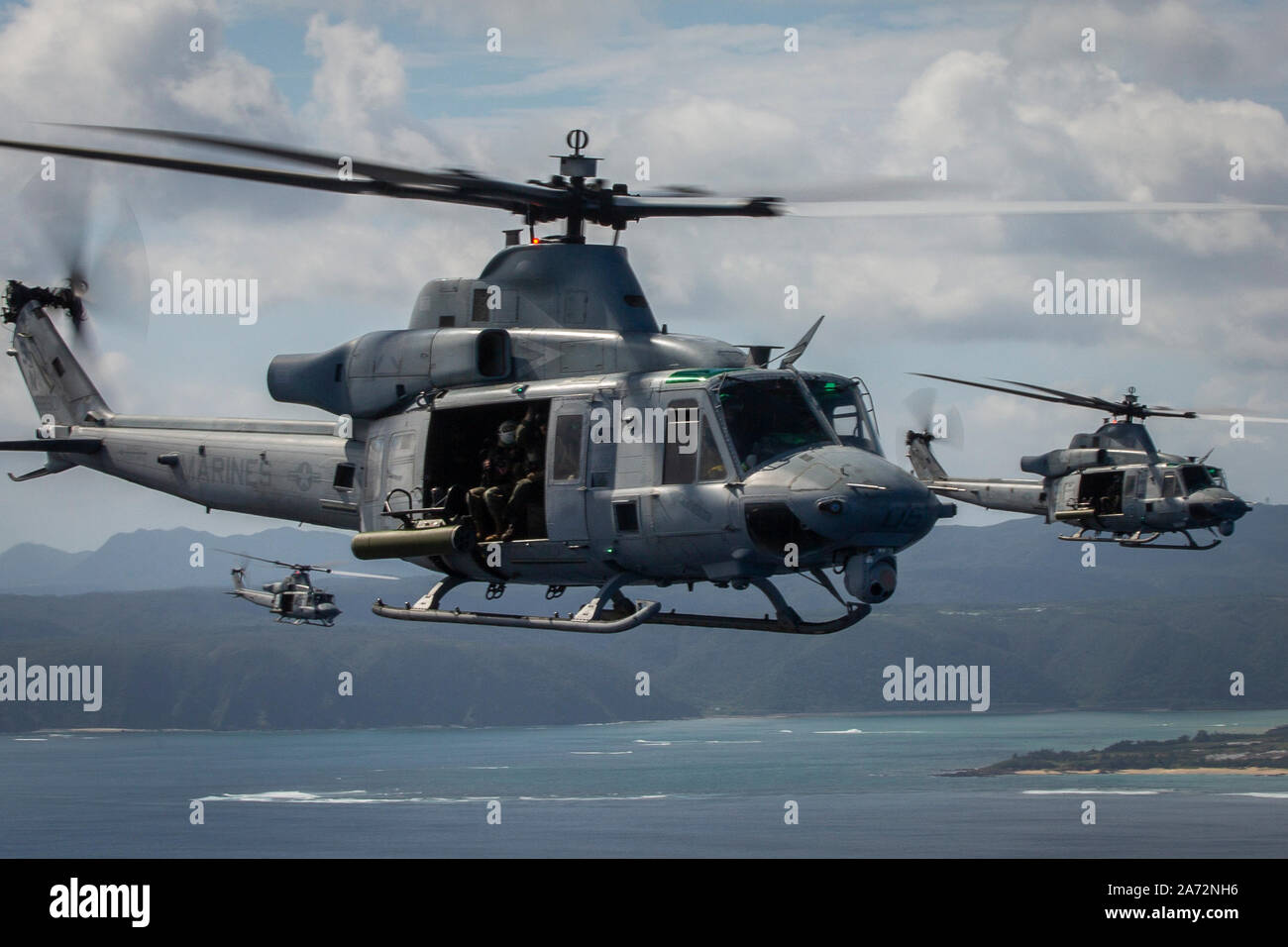 U.S. Marine Corps UH-1Y Huey helicopters with Marine Light Attack ...