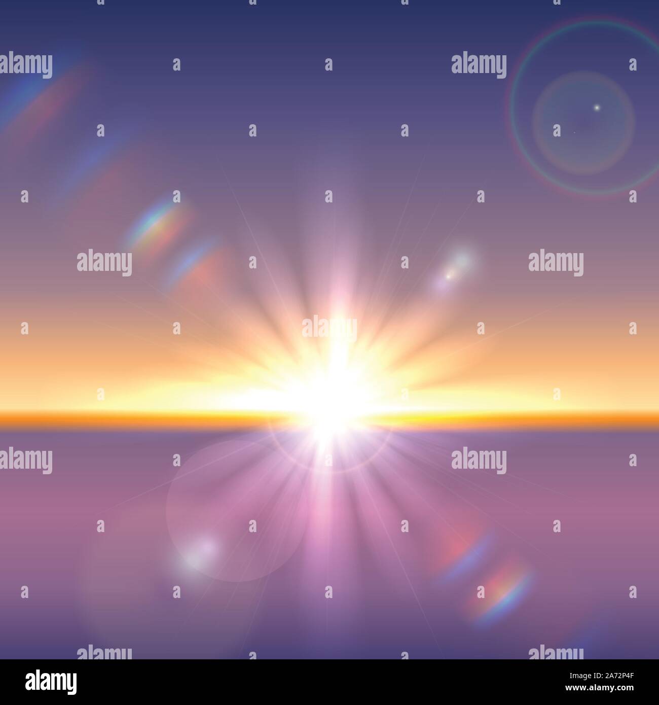 Vector sun over horizon with lens flares Stock Vector Image & Art - Alamy