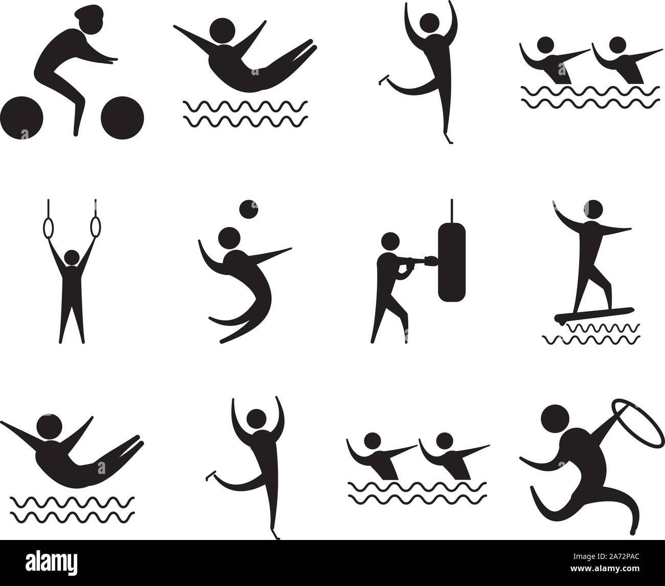 silhouette people sport different activity icons set vector ...