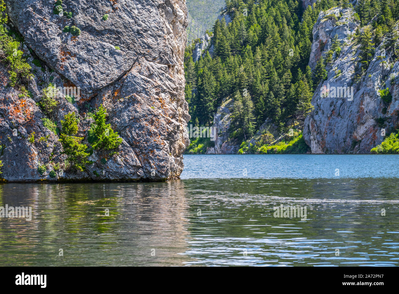 An overlooking landscape of Gates of the Mountain in Helena National ...