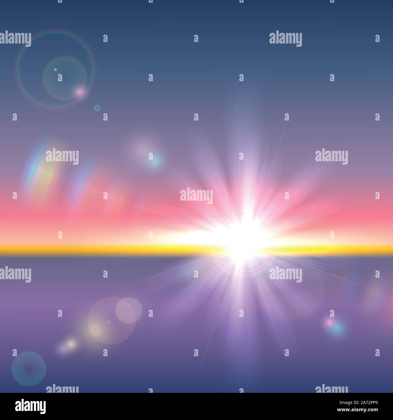 Vector sun over horizon with lens flares Stock Vector Image & Art - Alamy