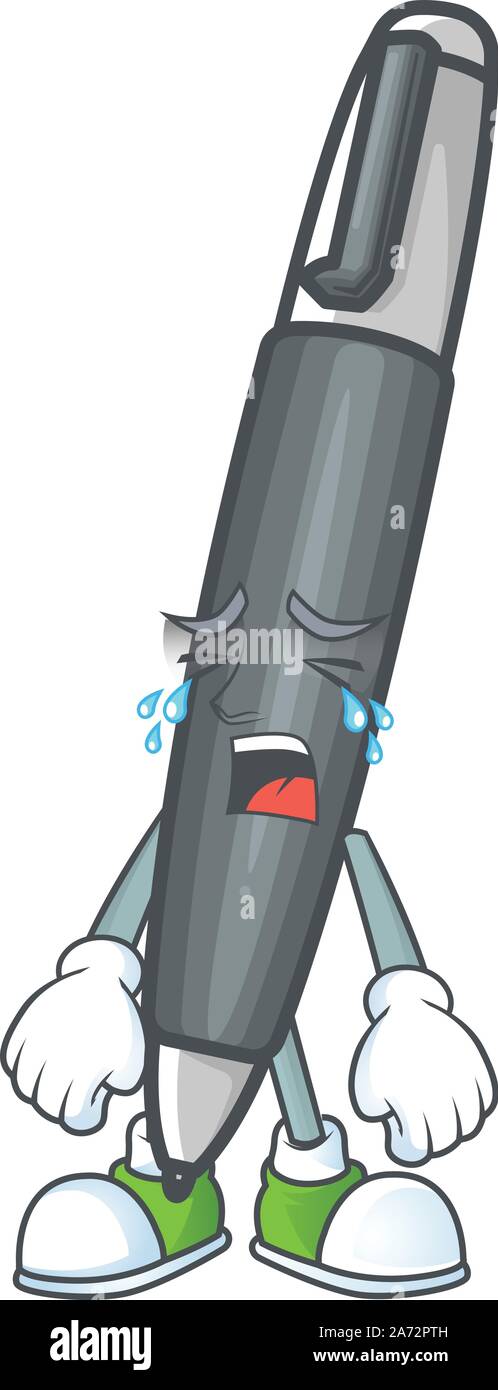 Crying icon black ballpoint with cartoon character Stock Vector Image ...