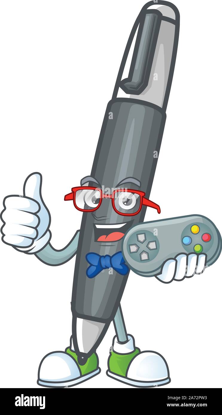 Gamer icon black ballpoint with cartoon character Stock Vector Image ...