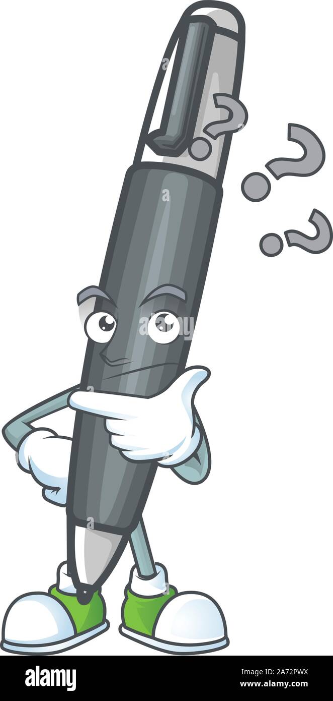 Thinking icon black ballpoint with cartoon character Stock Vector Image ...