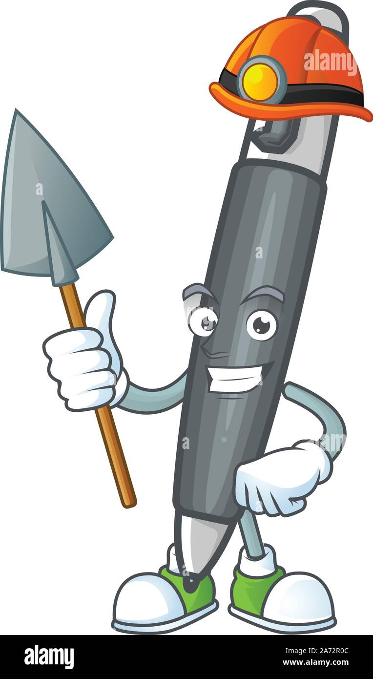 Miner icon black ballpoint with cartoon character Stock Vector Image ...