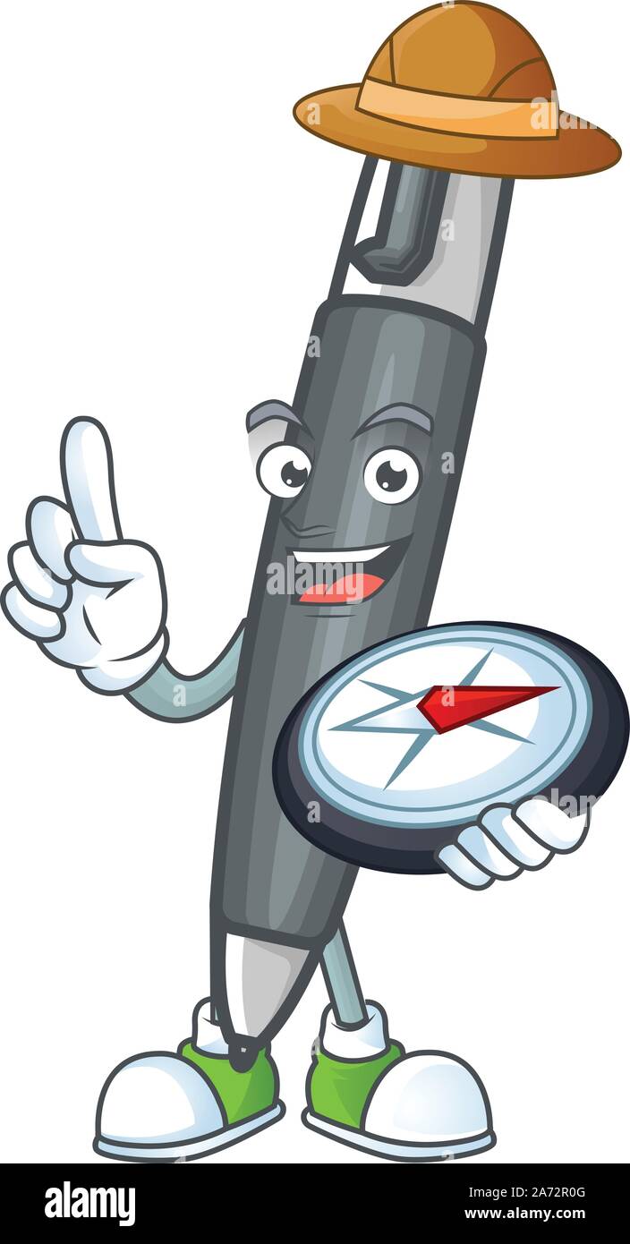 Explorer icon black ballpoint with cartoon character Stock Vector Image ...