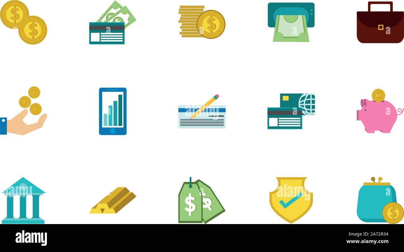 finance business icons set on white background vector illustration ...