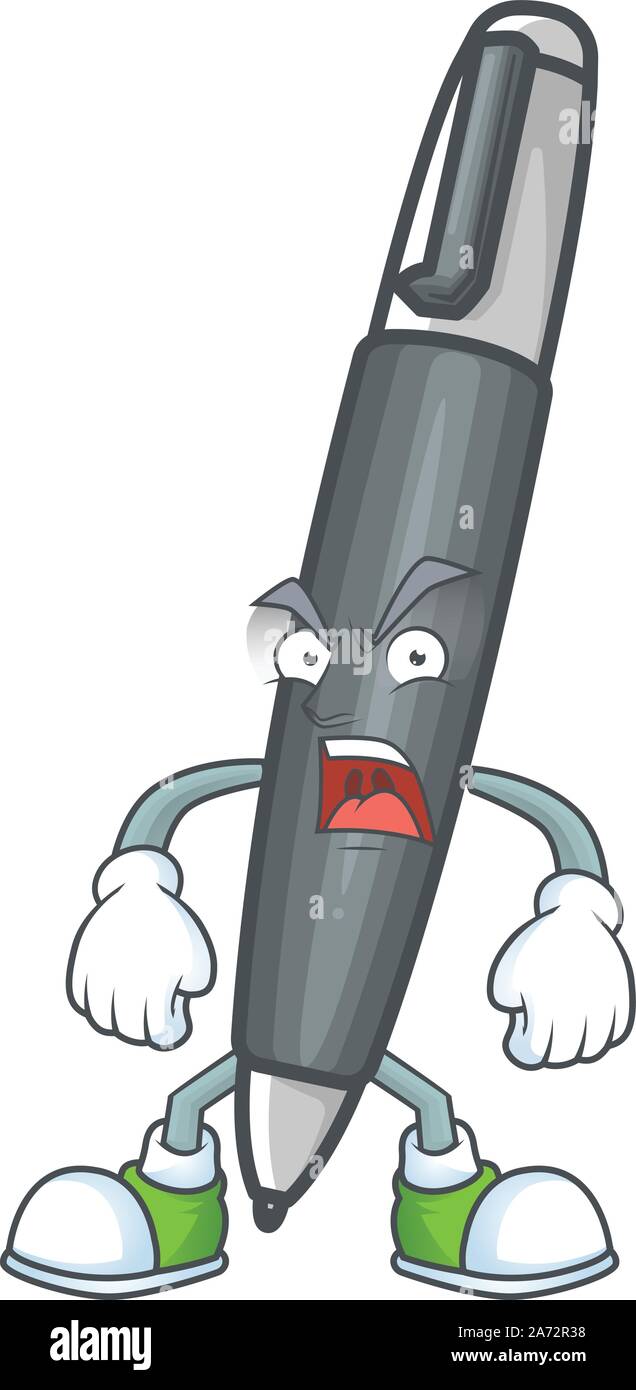 Angry icon black ballpoint with cartoon character Stock Vector Image ...