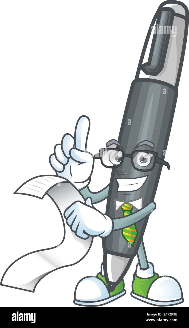 With menu icon black ballpoint with cartoon character Stock Vector ...