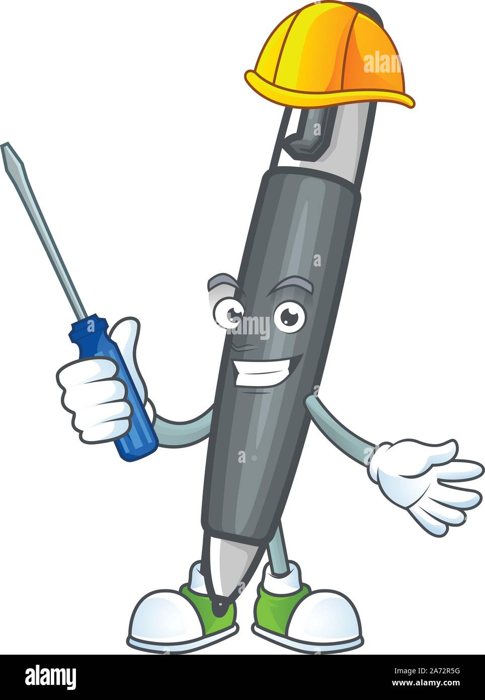 Automotive black ballpoint cartoon character with mascot Stock Vector ...