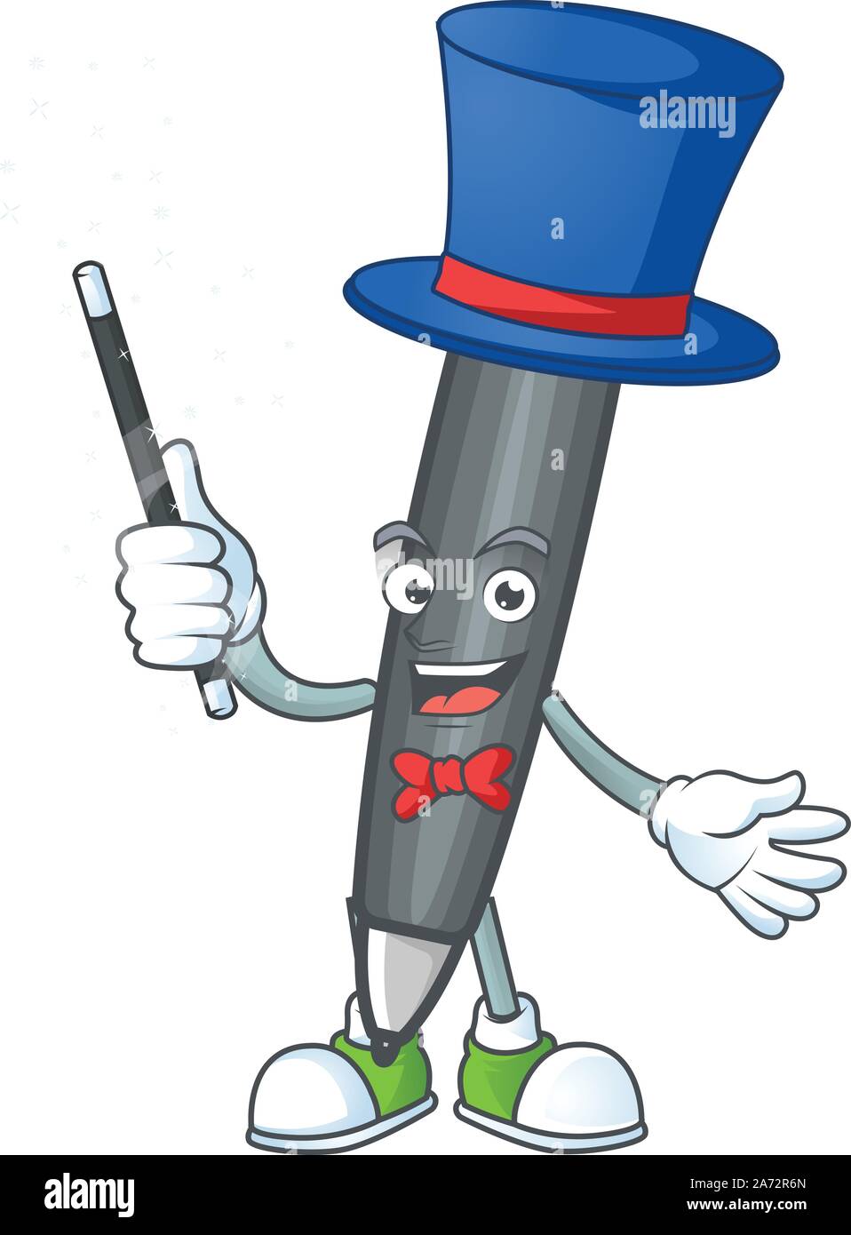 Magician black ballpoint cartoon character with mascot Stock Vector ...