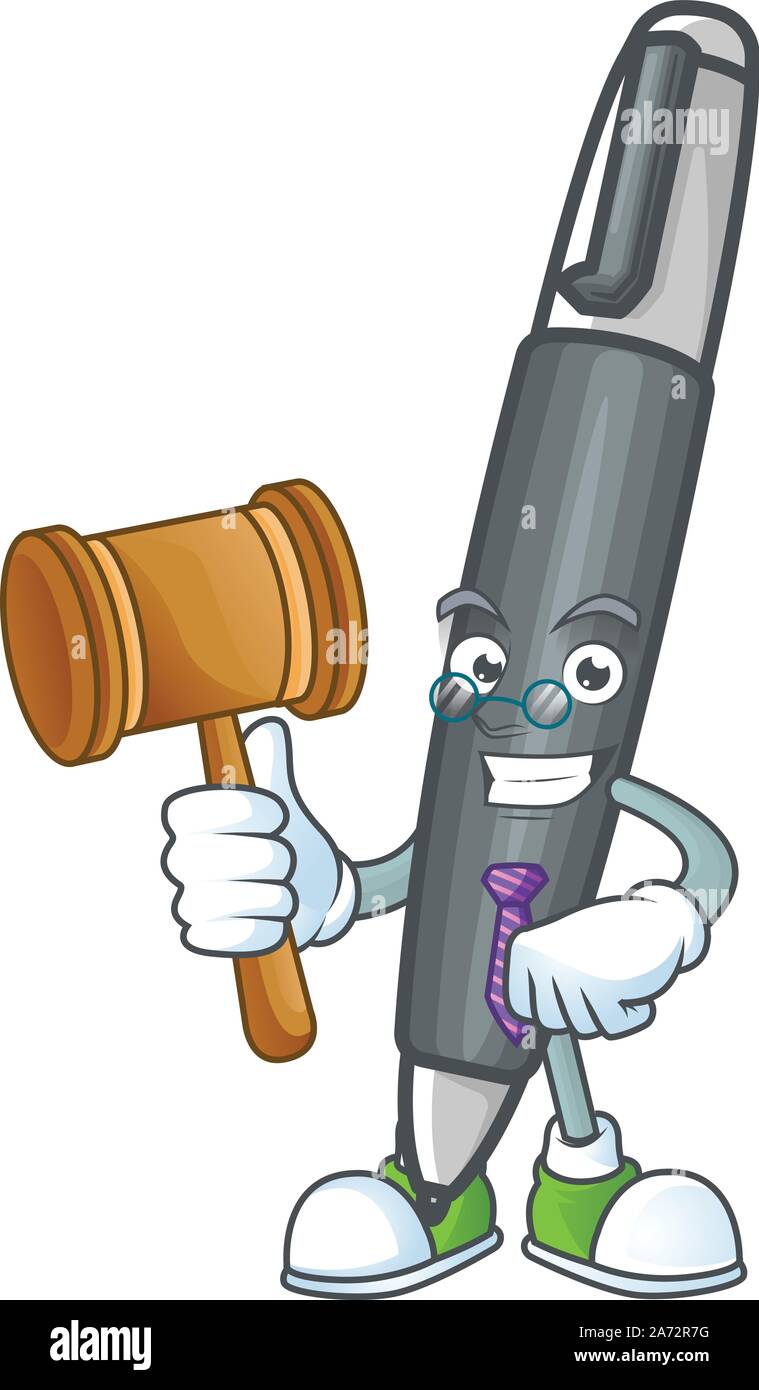Judge black ballpoint cartoon character with mascot Stock Vector Image ...