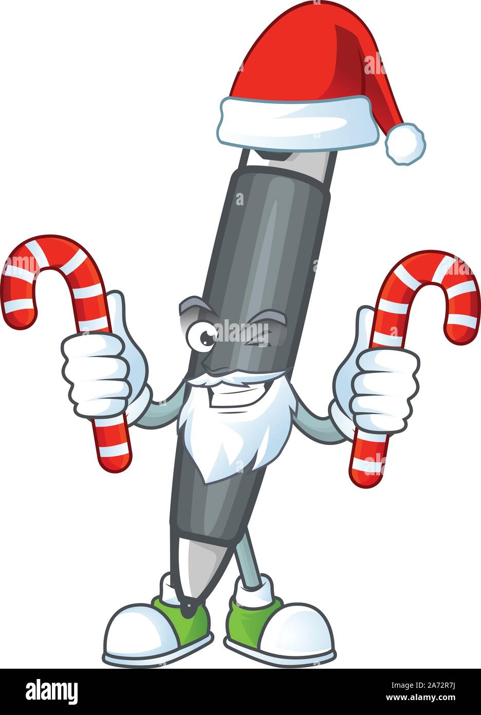 Santa with candy black ballpoint cartoon character with mascot Stock ...