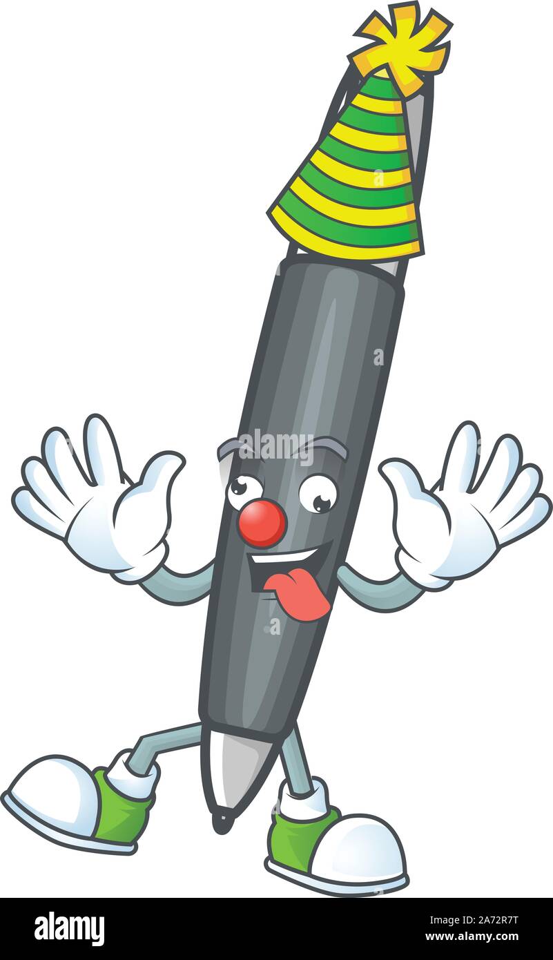 Clown black ballpoint cartoon character with mascot Stock Vector Image ...